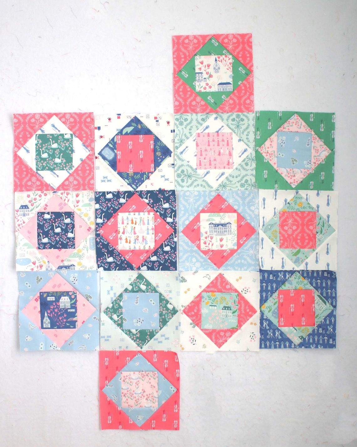 Economy Blocks with Pemberley Fabric - Diary of a Quilter - a quilt blog