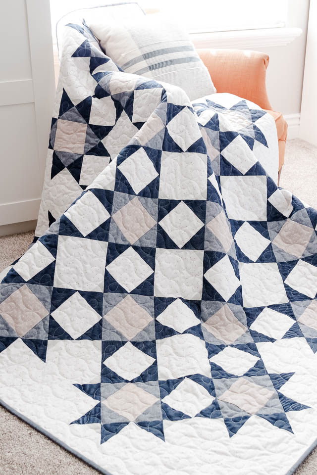 Modern Blue and Gray Star Quilt Pattern - Diary of a Quilter - a quilt blog