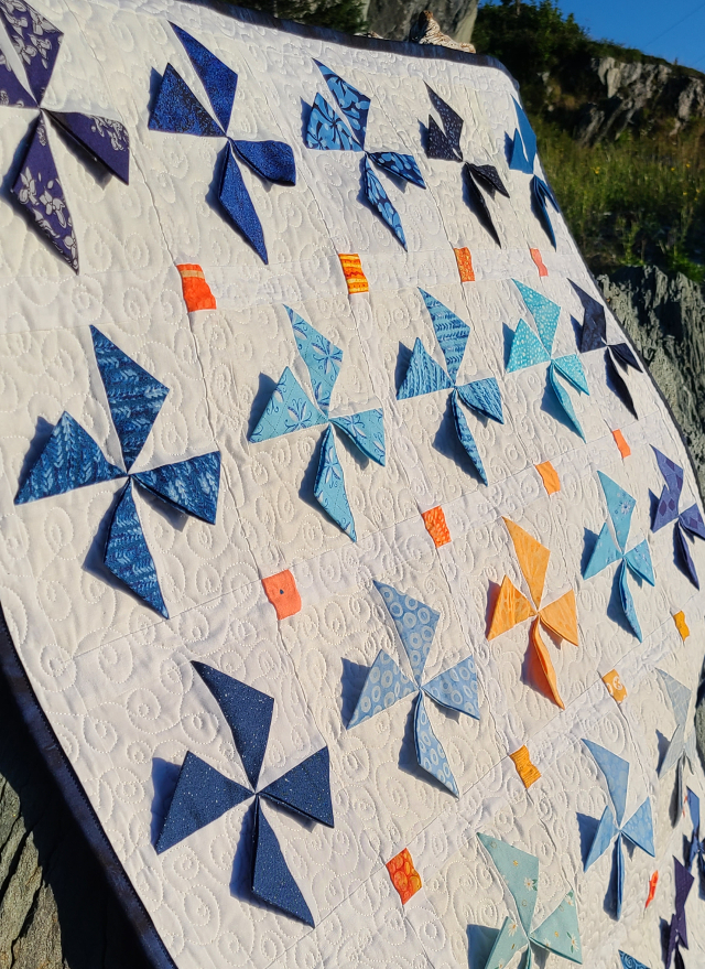 3D Prairie Points Pinwheel Baby Quilt Tutorial