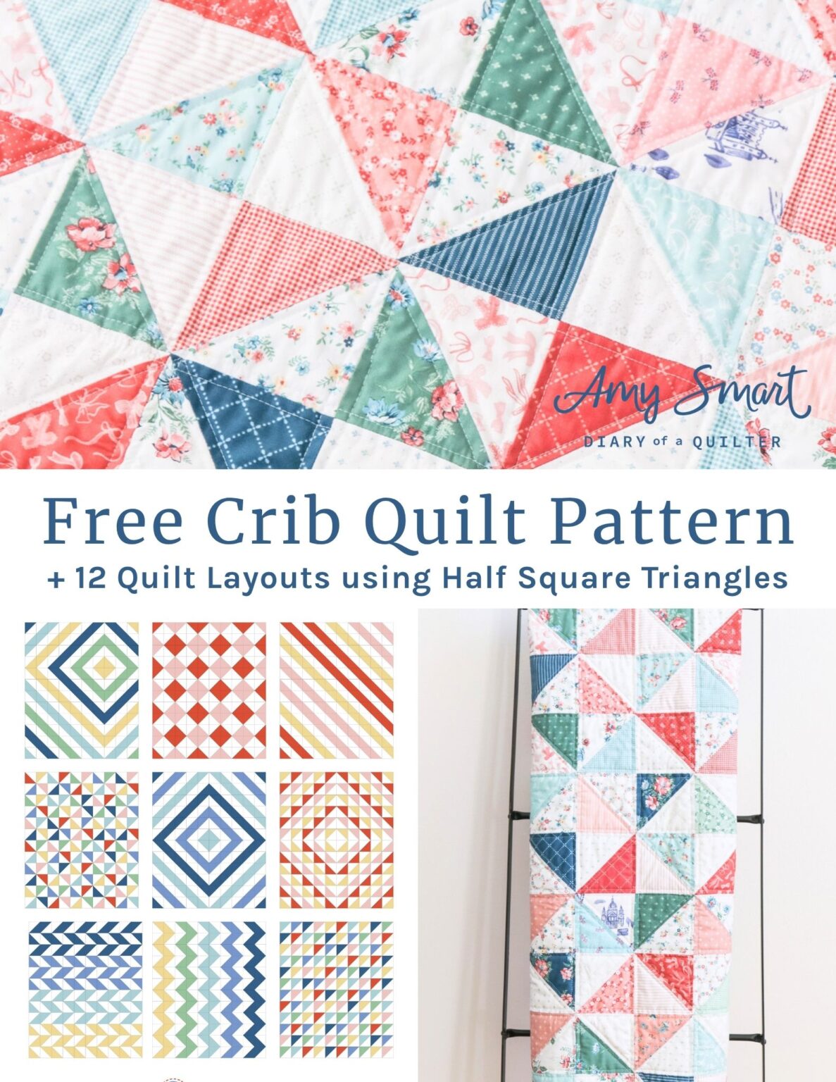 Half-Square Triangle Crib Quilt Pattern for 5